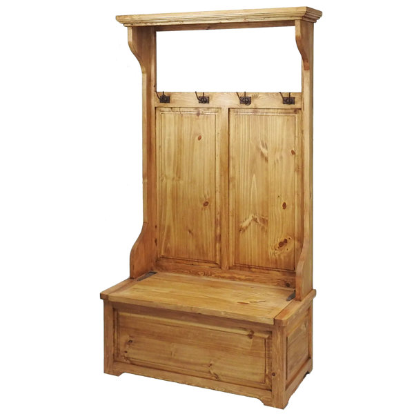 Loon Peak® Delhall Pine Solid Wood Hall Tree with Bench and Shoe Storage | Wayfair